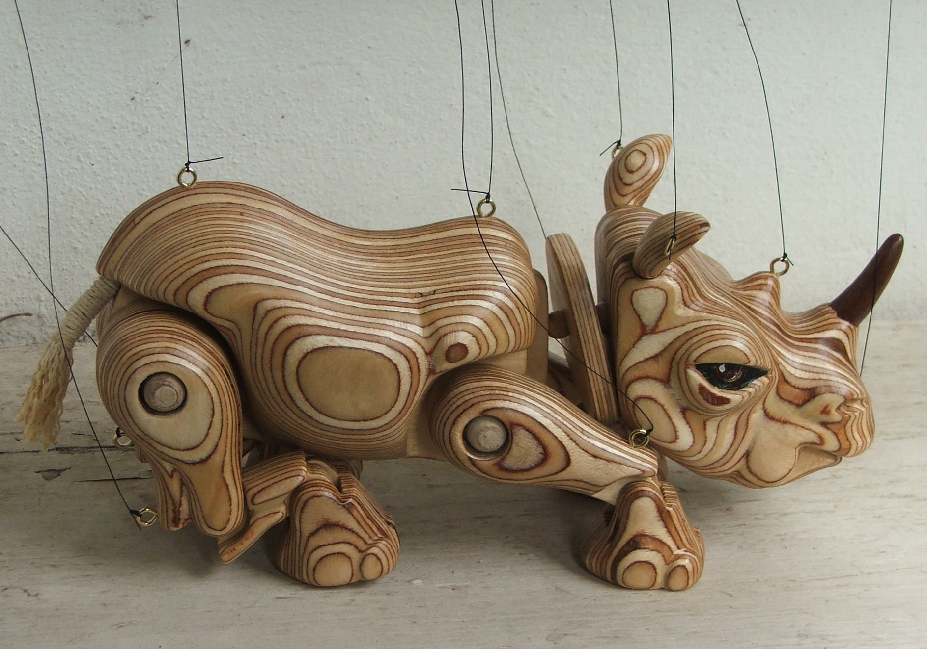 Rhino Rhinocerous Puppet Strung Marionette Handmade in Staffordshire ...