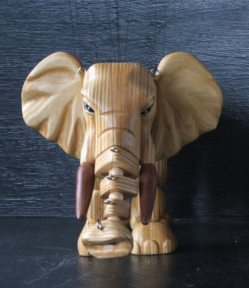 Elephant puppet strung marionette handmade in staffordshire | Etsy