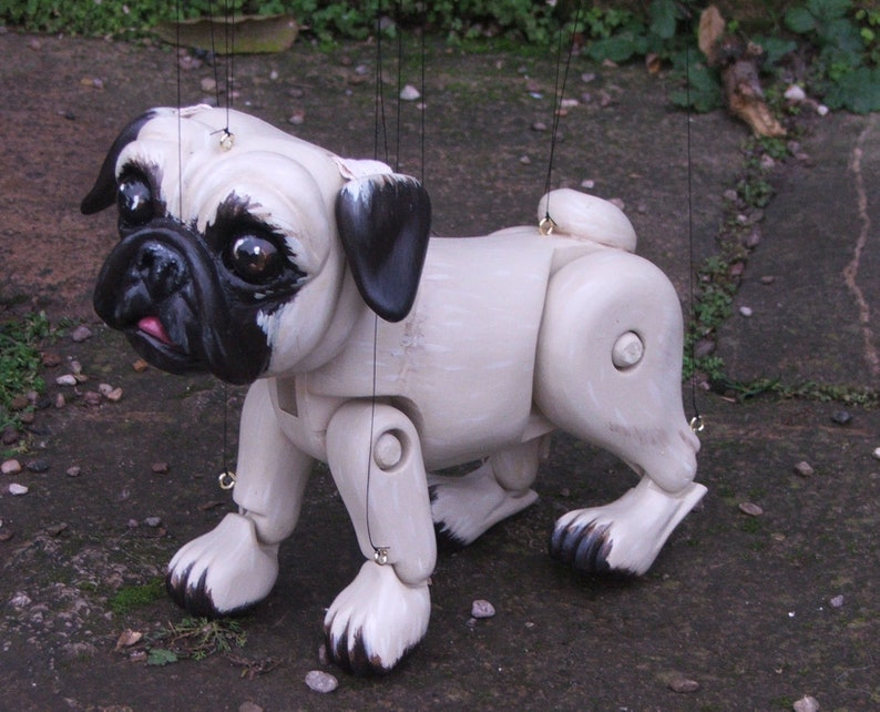 Pug Dog Puppet Strung Marionette Hand Made to Order in - Etsy