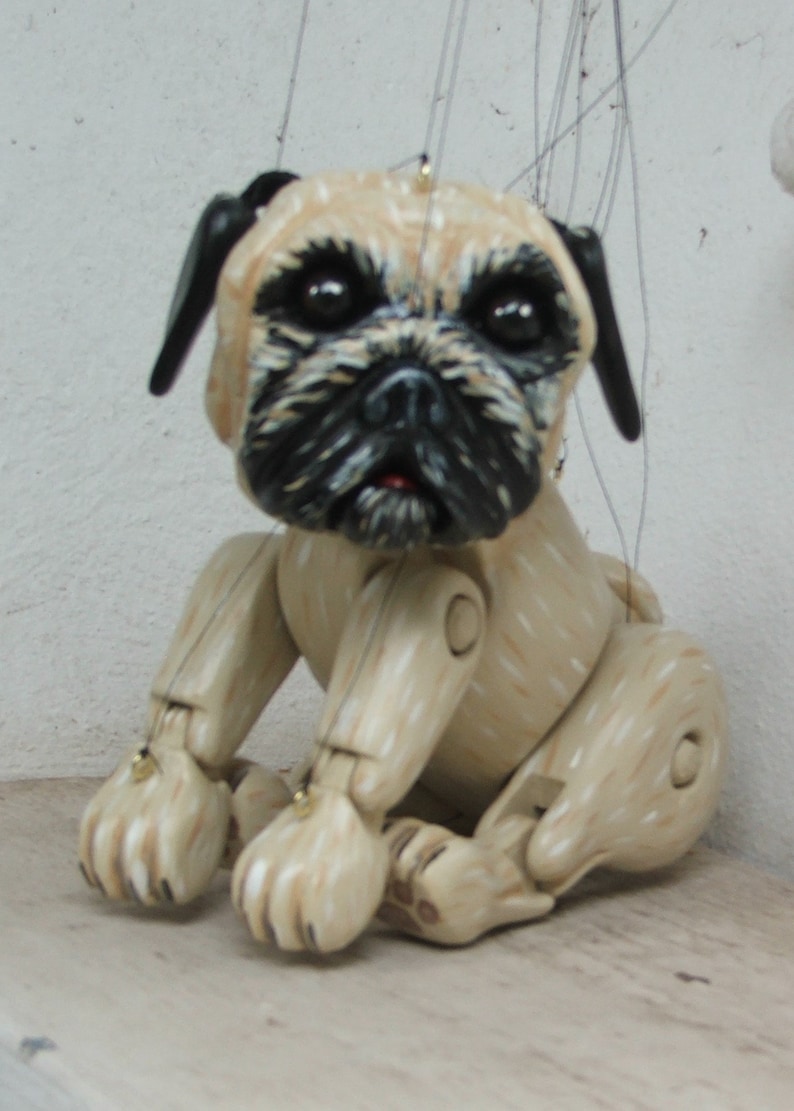 Pug Dog Puppet Strung Marionette Hand Made to Order in - Etsy