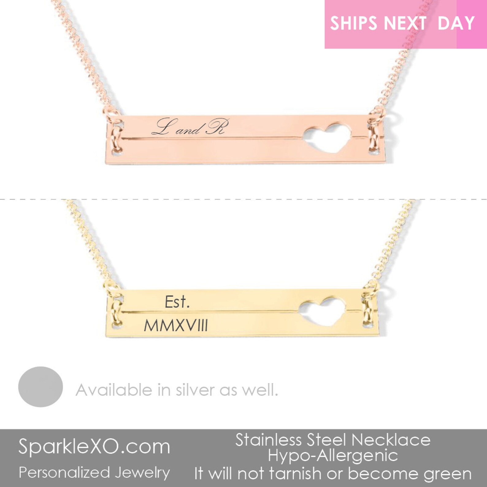 Personalized Necklace Name Necklace Engraved Necklace Double Bar With ...