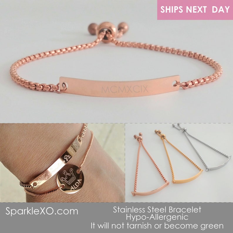 Engraved Bracelets Coordinate Bracelet Bar Bracelet Personalized ...