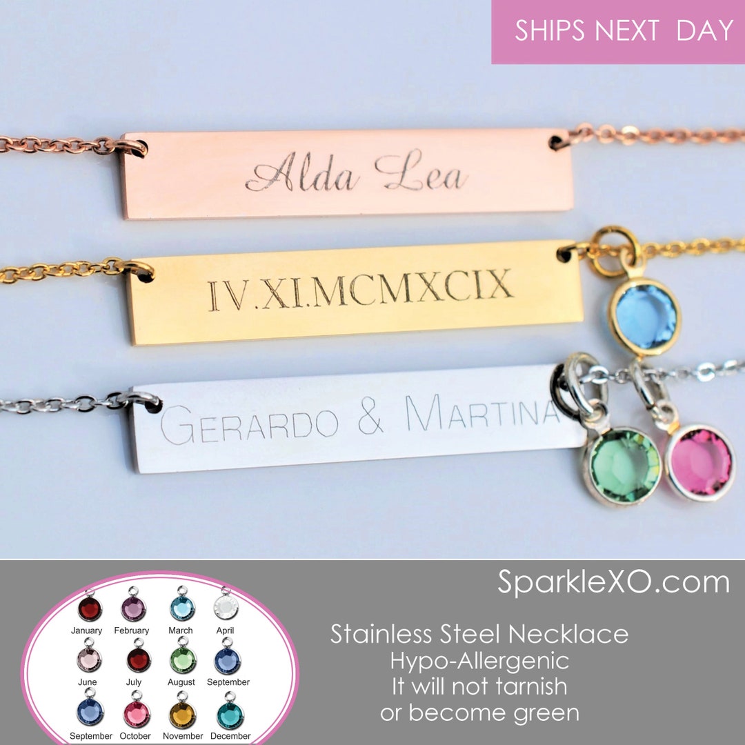 Personalized Name Necklace Engraved Necklace Swarovski Crystal ...