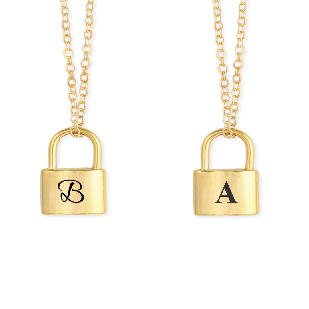 Initial Lock Pendant Necklace | Personalized Padlock Necklace for Women ...