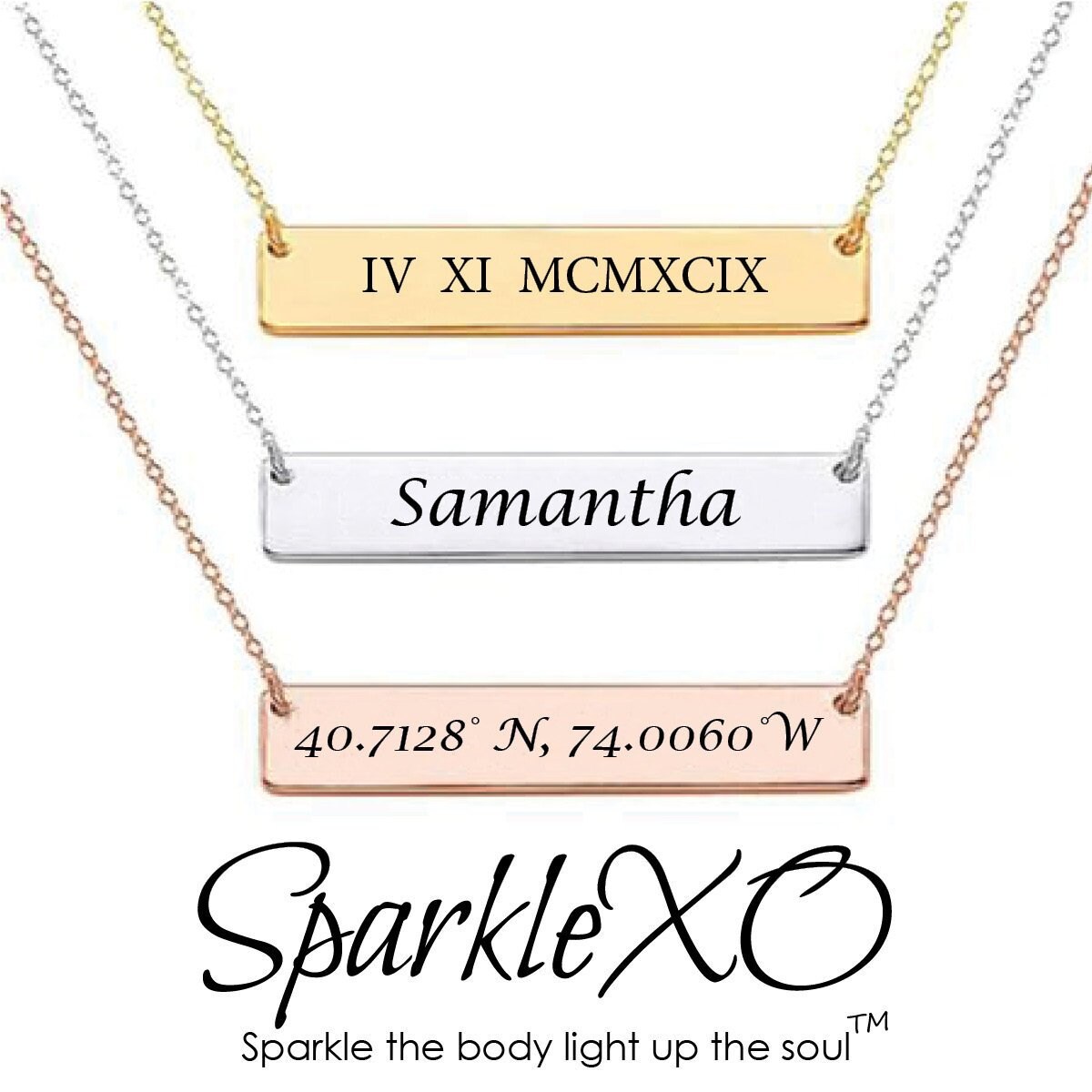 Personalized Necklace Engraved Necklace Gold Bar Necklace Custom ...
