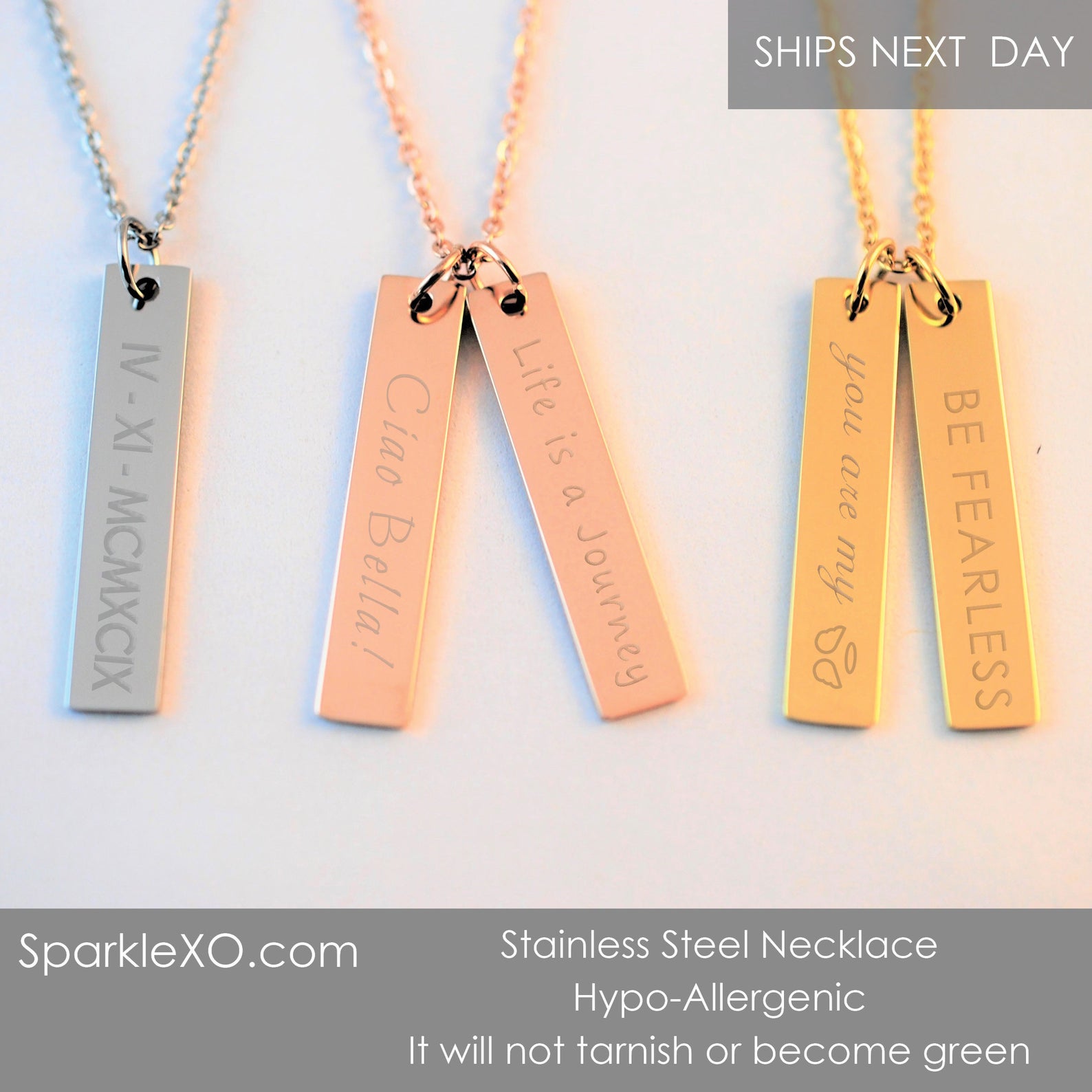 Engraved Necklace Name Necklace Letter Necklace Personalized Bar ...