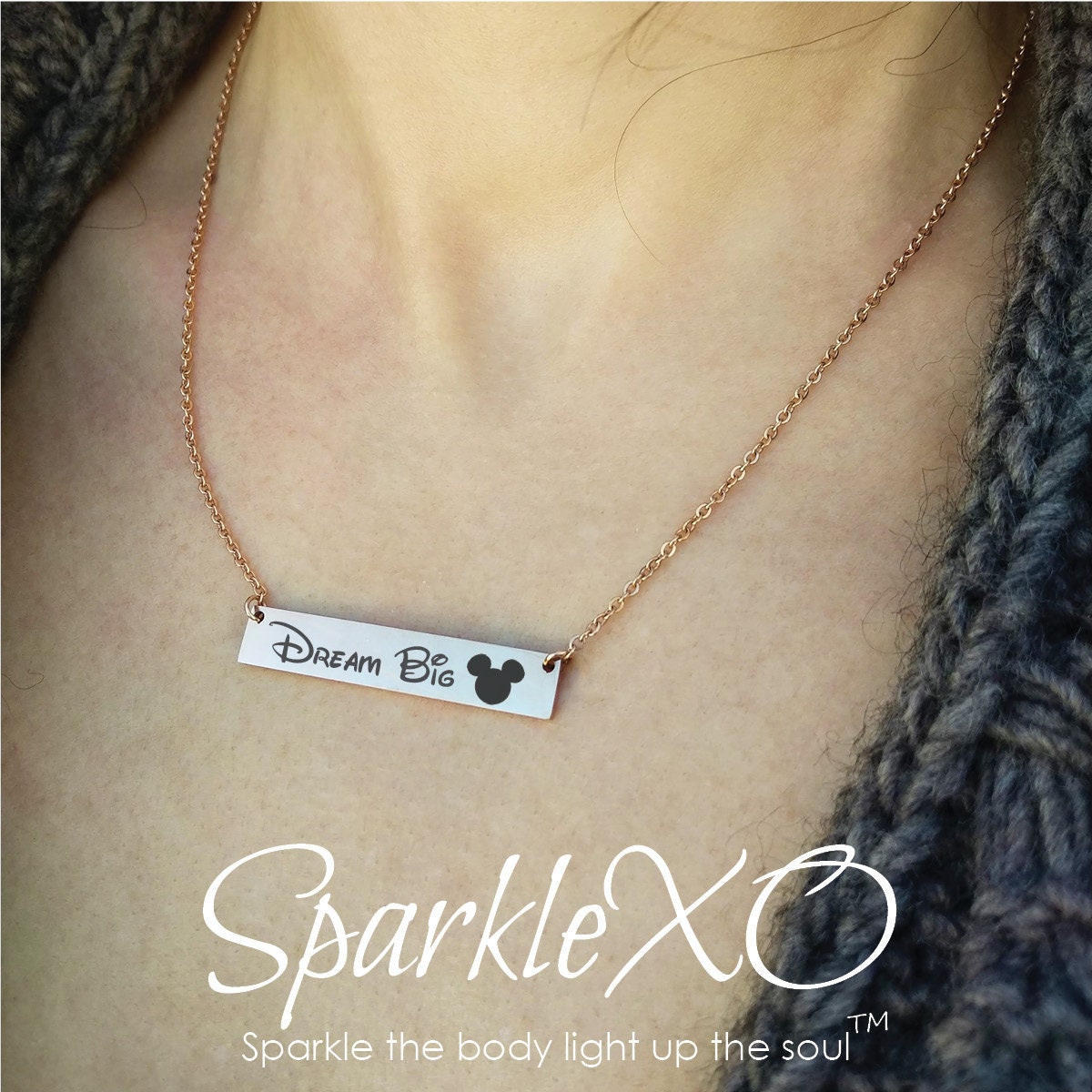 Disney Necklace Personalized Necklace Custom Name Necklace Engraved Bar ...