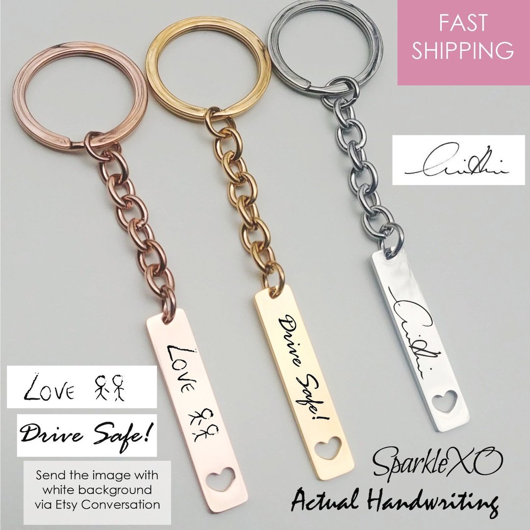 Personalized Key Chain Actual Handwriting Keychain Personalized ...