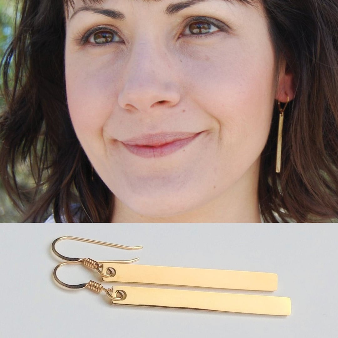 Personalized Bar Earrings Dangle Bar Earrings Vertical Bar Earrings ...