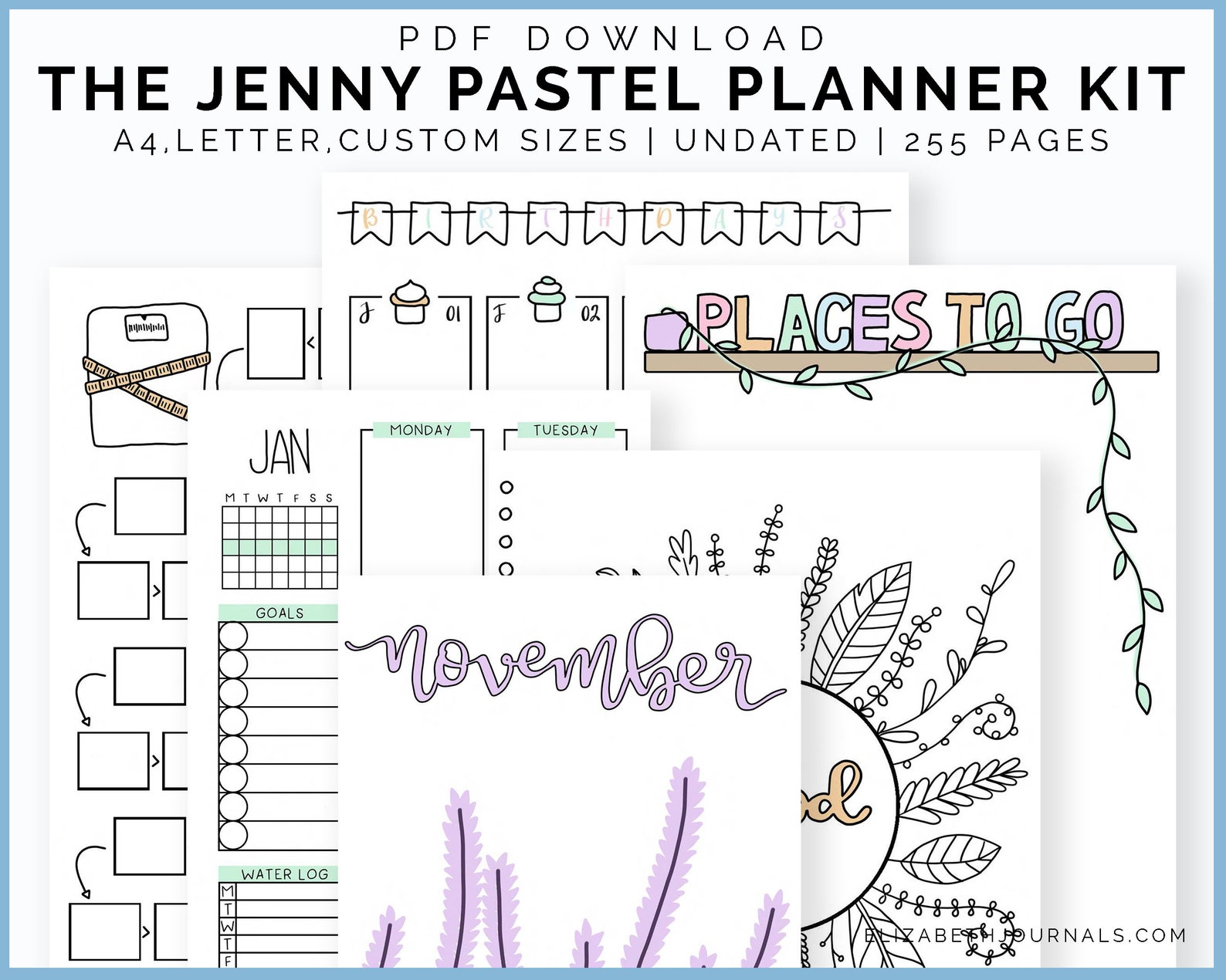 The Jenny Pastel Planner Kit A4 & Letter Sizes 255 Pages - Etsy