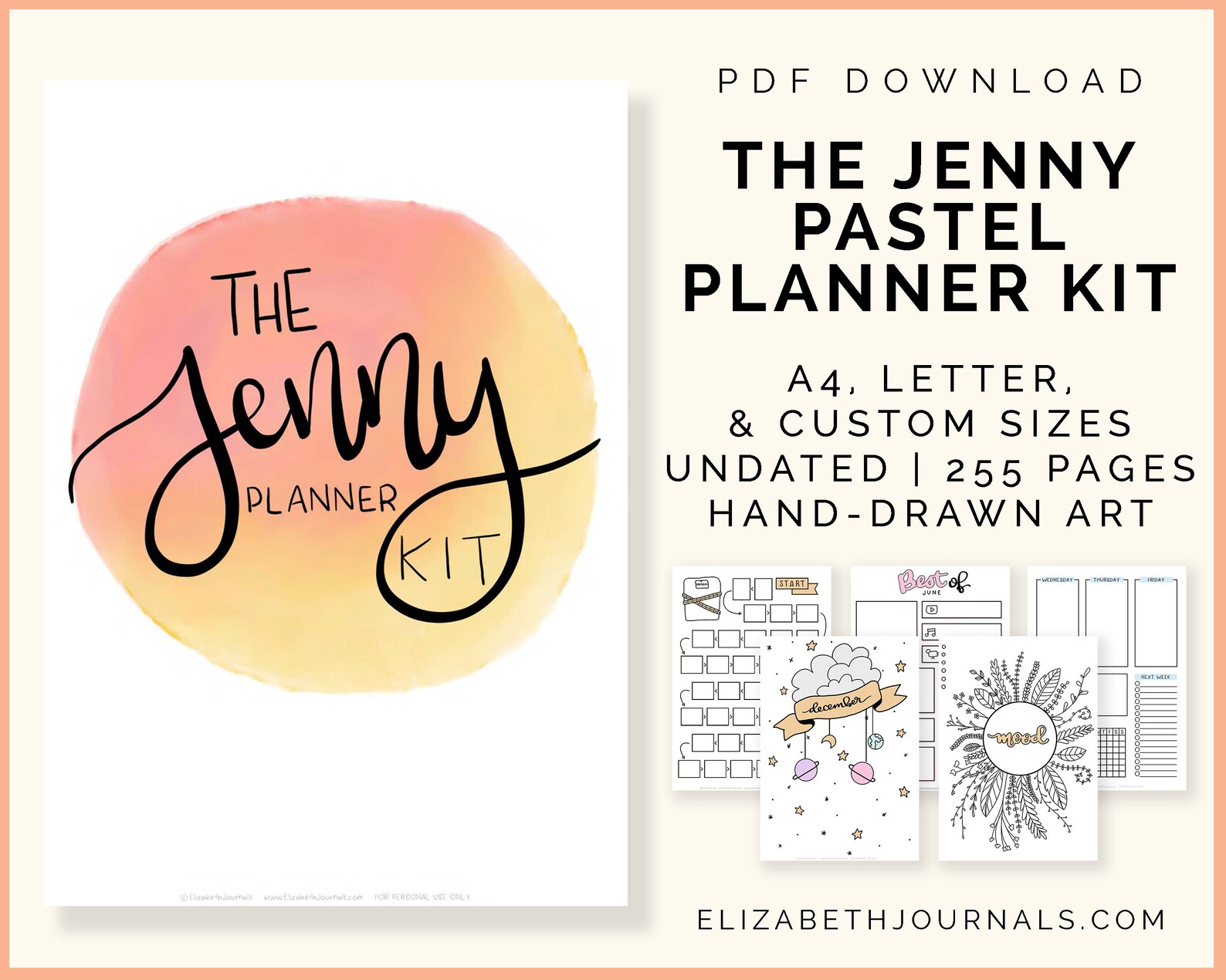 The Jenny Pastel Planner Kit A4 & Letter Sizes 255 Pages - Etsy