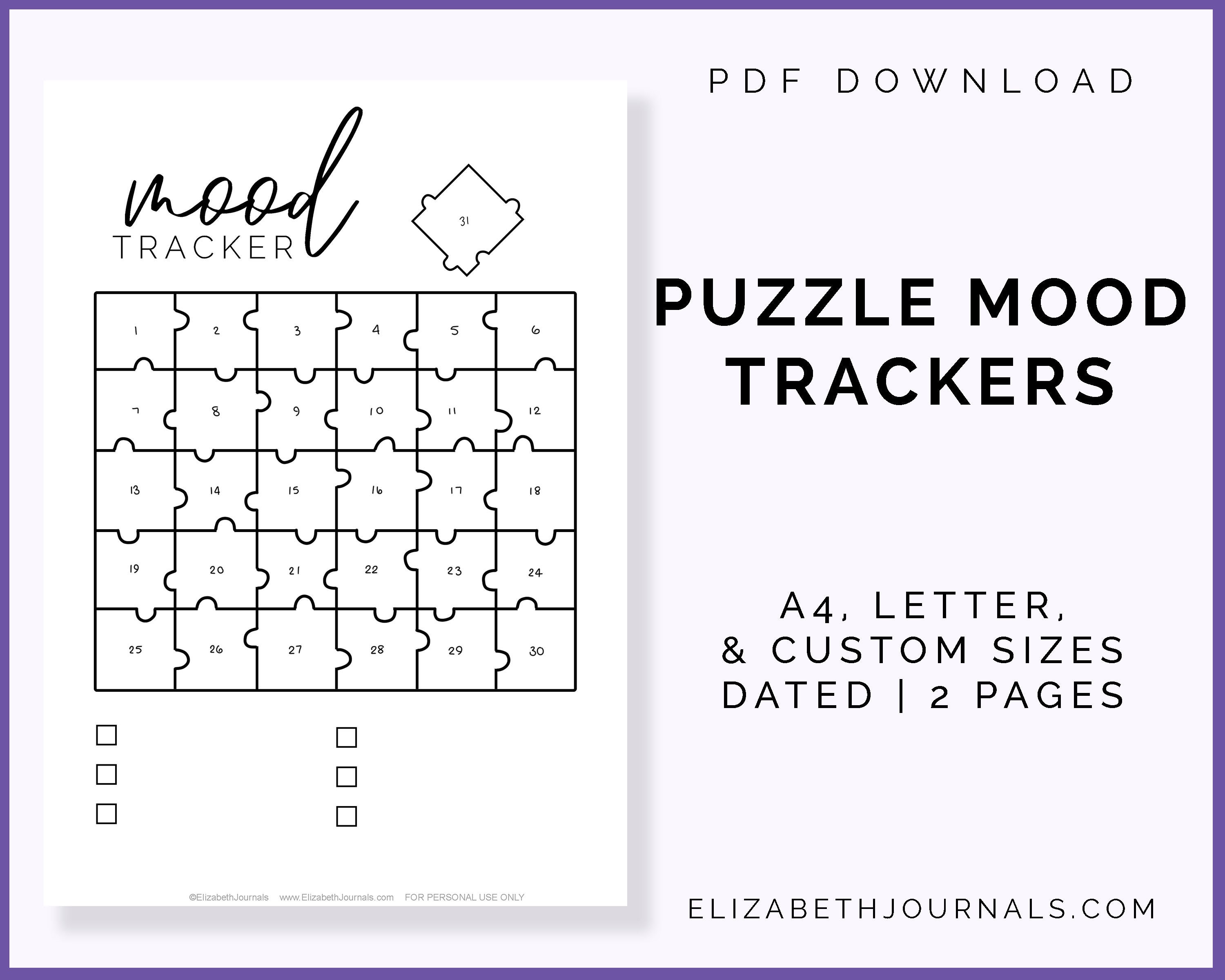 Puzzle Mood Tracker Habit Tracker A4 & Letter Sizes - Etsy Canada