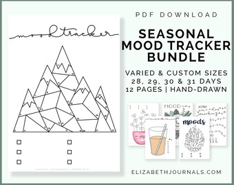 Monthly Mood Tracker Printable PDF A4 & A5 Curly Hair - Etsy