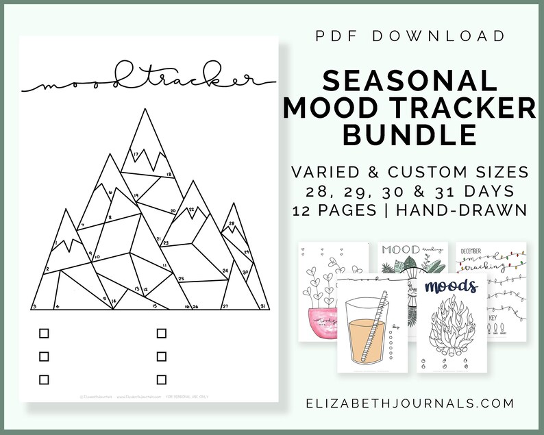 Seasonal Mood Tracker Bundle 13 Mood Trackers Printable - Etsy