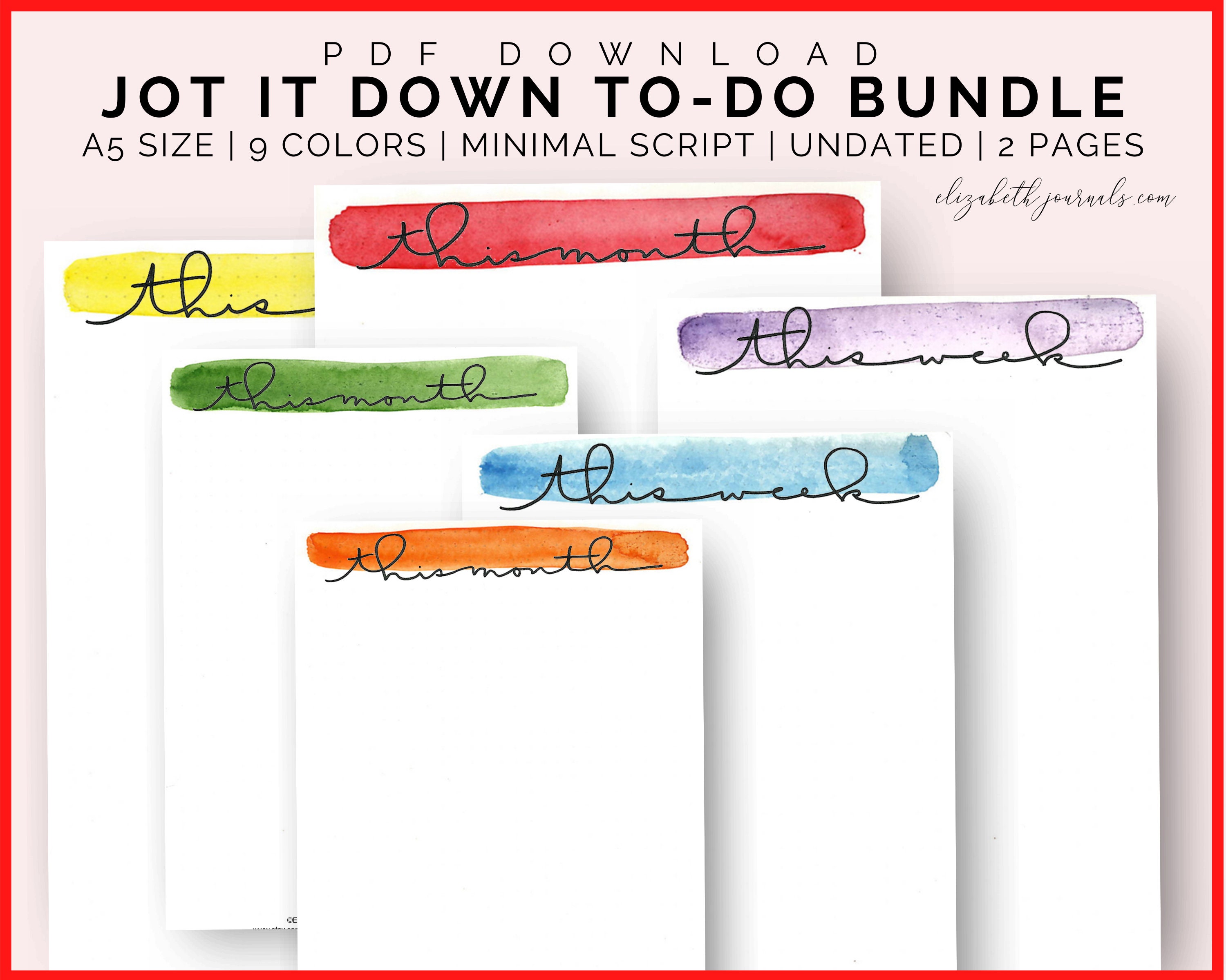 Paper & Party Supplies Calendars & Planners Paper A5 Size Bullet ...