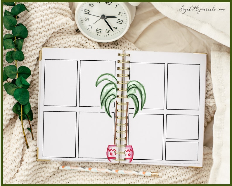 Watercolor Palm Tree Weekly Log Grid Style A5 Size - Etsy