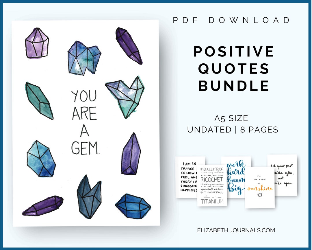 Positive Quotes Bundle A5 Size 8 Quotes Included Instant - Etsy