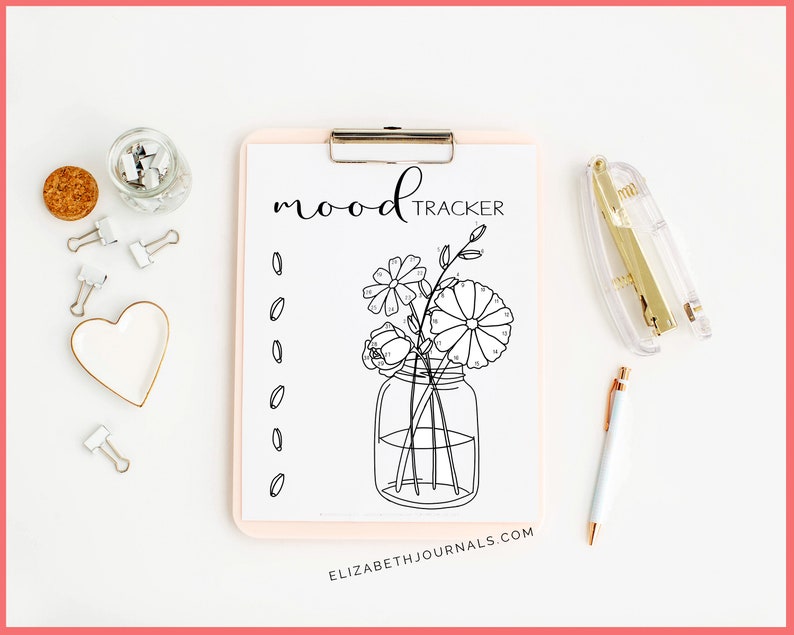 Flowers in a Jar Mood Tracker Printable Planner Digital - Etsy