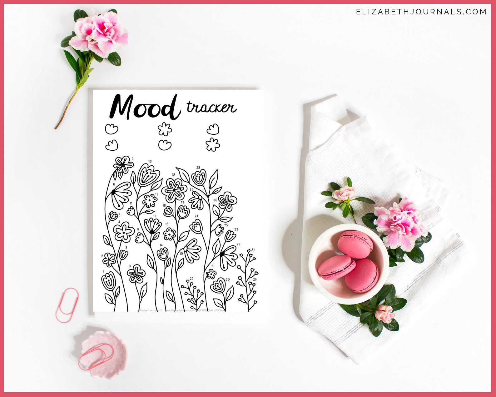 Flower Doodles Mood Tracker Printable Planner Digital - Etsy