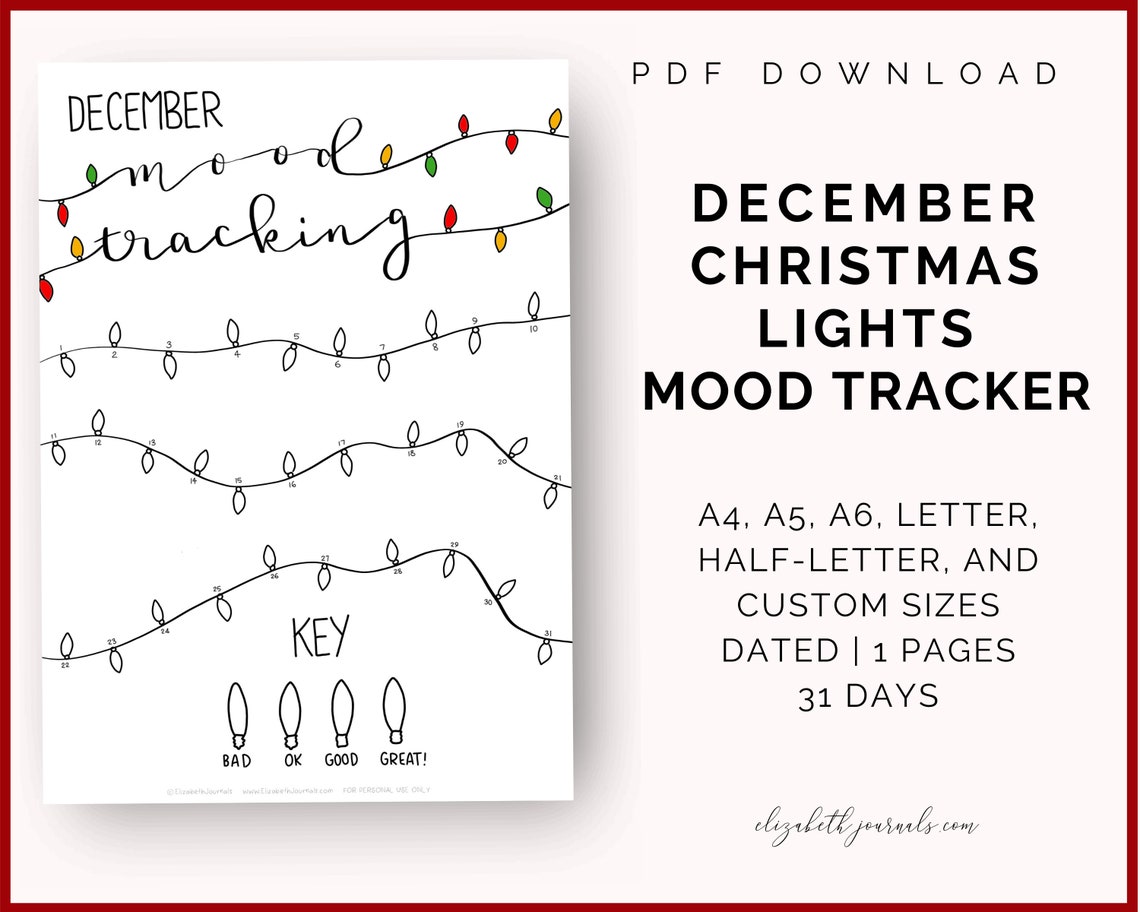 Christmas Lights Mood Tracker 1-Page A4 A5 A6 | Etsy