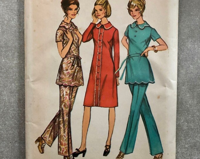 70s Half Size Dress Sewing Pattern / Vintage 1970s Women's Scalloped ...