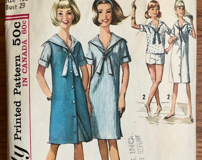 60s Sailor Collar Dress Sewing Pattern / 1960s Vintage Dress - Etsy