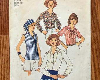 1970s Women's Tops Sewing Pattern / 70s Vintage | Etsy