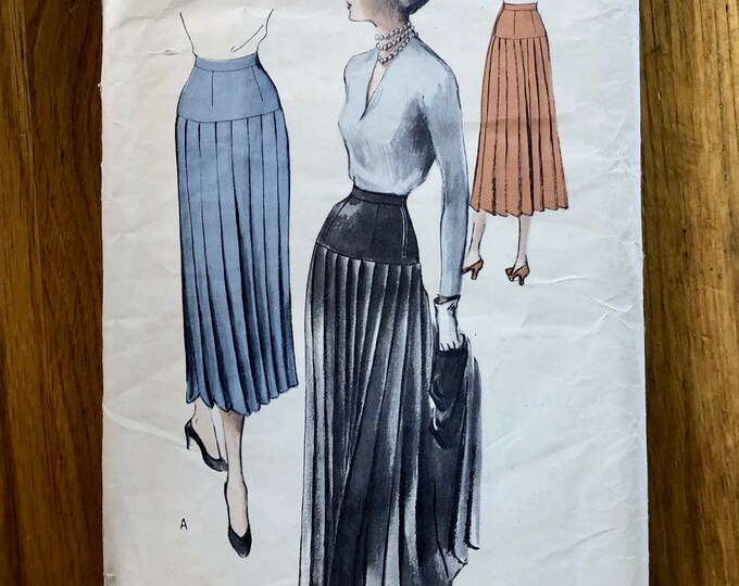 1950s Knife Pleated Skirt Sewing Pattern / 50s Vintage Evening Length ...