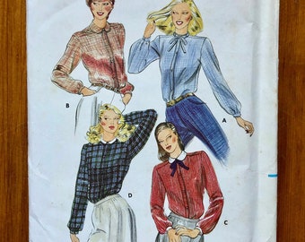 80s Top & Skirt Sewing Pattern / Vintage Blouse / Shirt / Women's Size ...