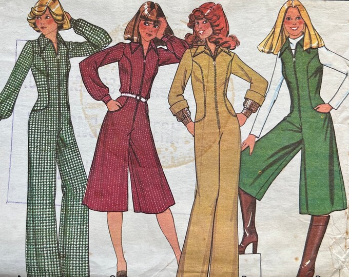 70s Jumpsuit Sewing Pattern / Vintage 1970s Culotte Dress / Romper ...