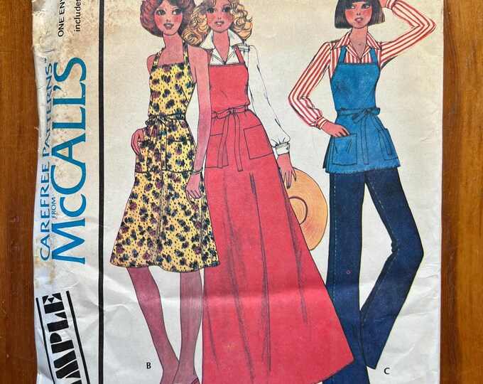 70s Butcher Apron Sewing Pattern / Vintage Misses Back Wrap Apron / One ...