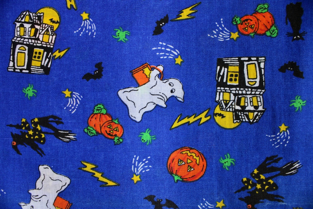 Vintage Halloween Fabric / Ghosts Pumpkins / 45" Wide / Sold by the ...