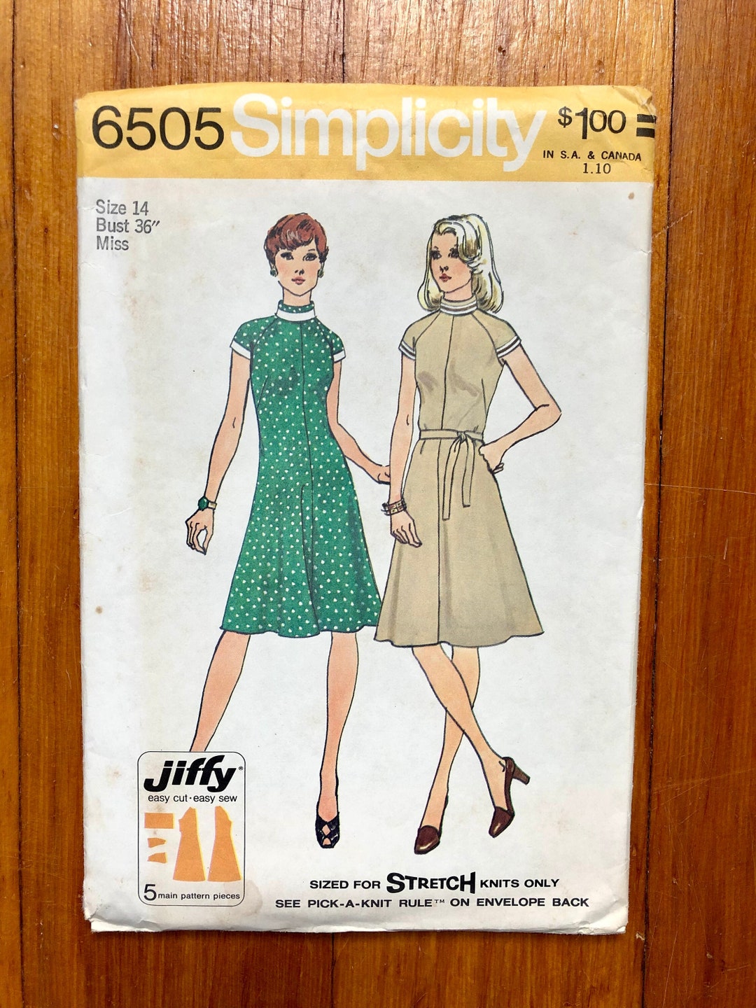 1970s Dress Sewing Pattern / Vintage Jiffy / Easy to Sew Women's Dress ...