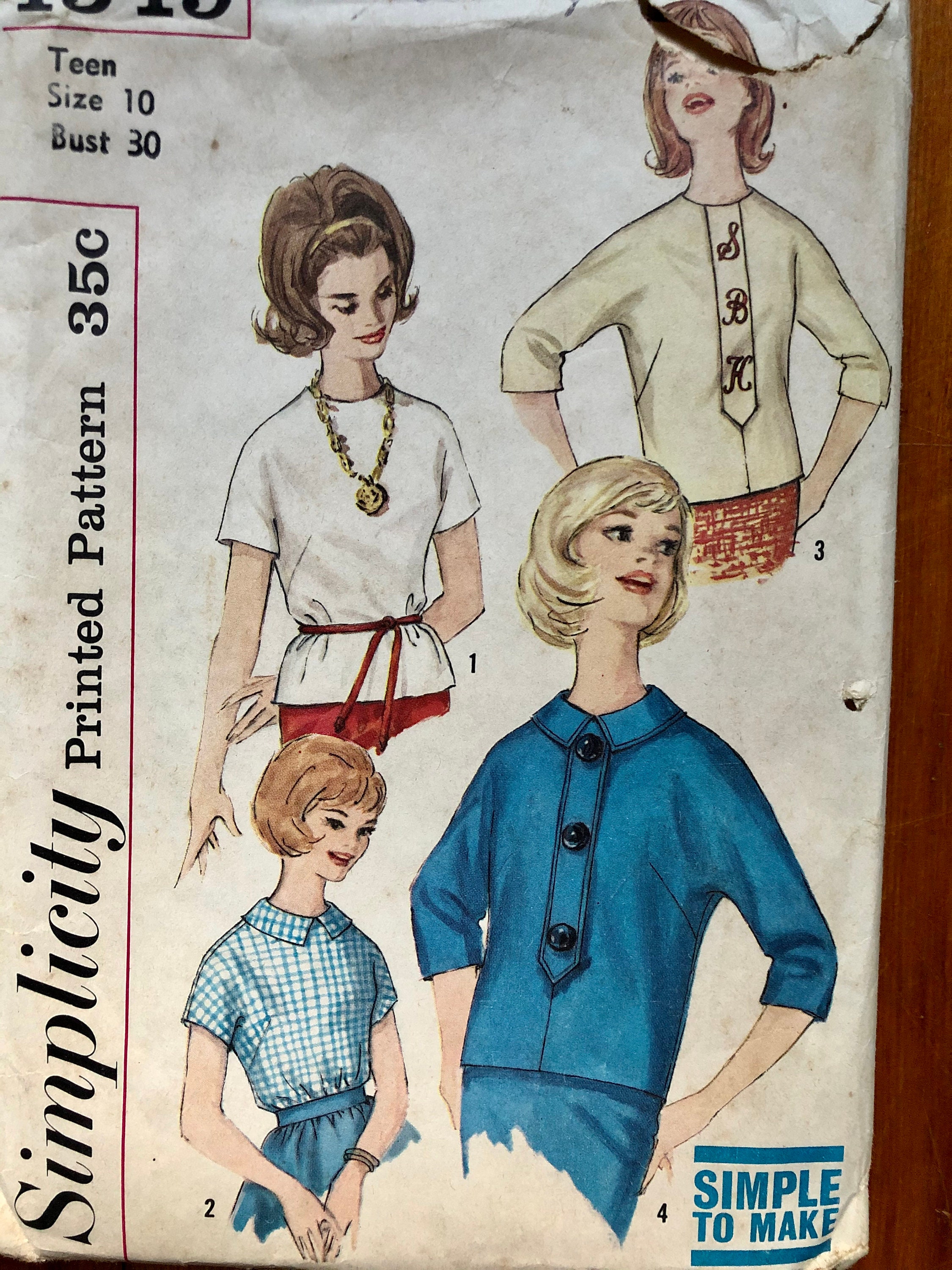 1960s Blouse Sewing Pattern / Vintage 60s Women's Top / - Etsy