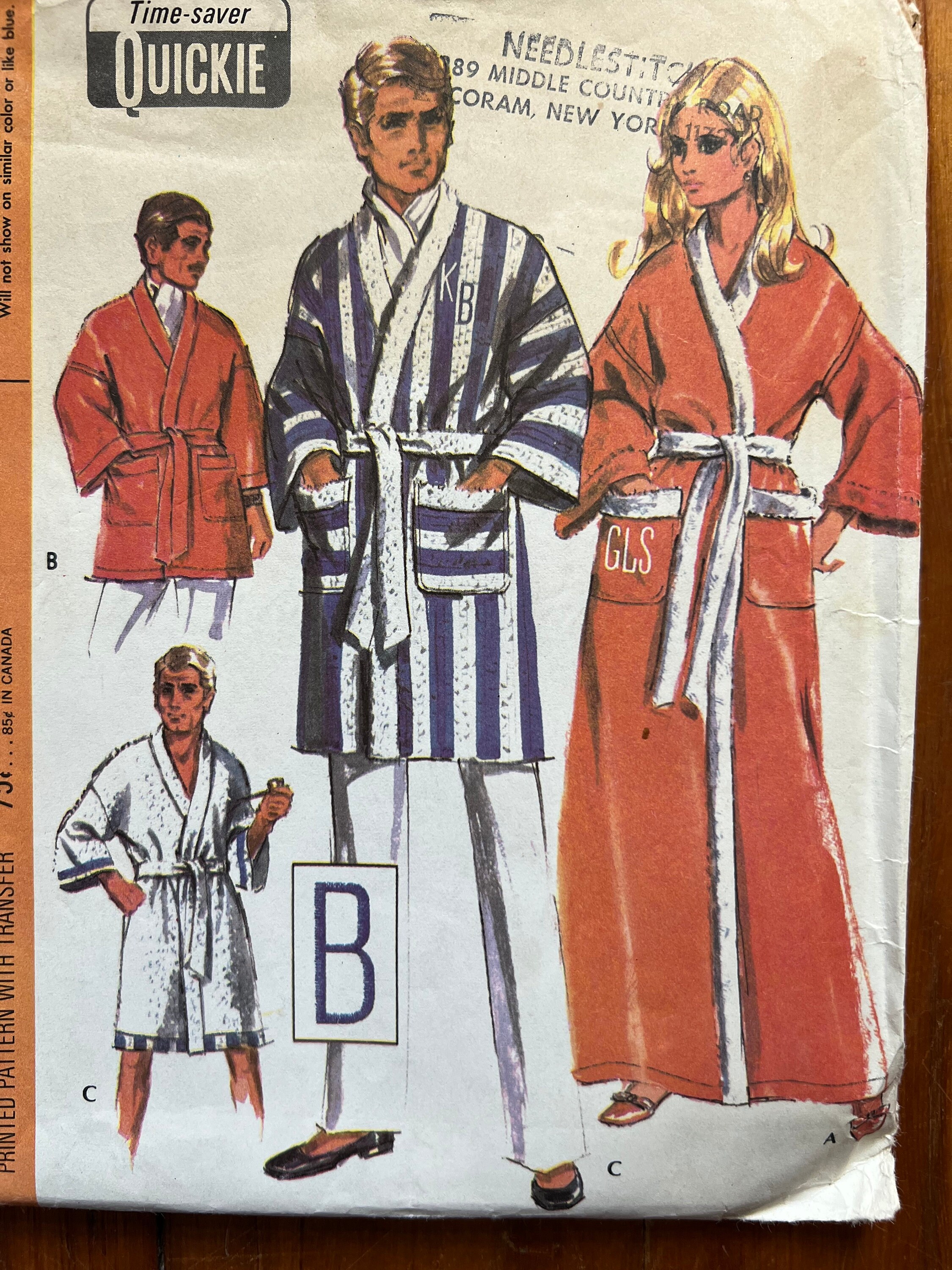 Unisex Robe Sewing Pattern / Men's or Women's Vintage - Etsy