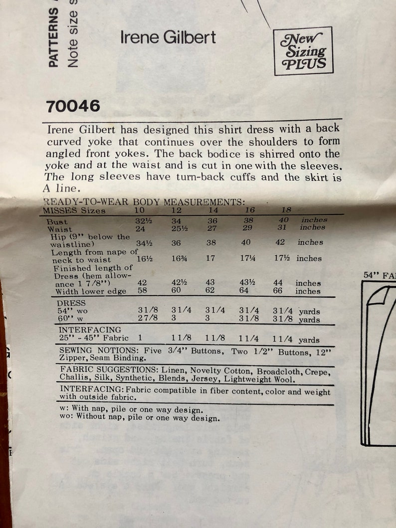 1970s Dress Sewing Pattern / Vintage 70s Irene Gilbert - Etsy