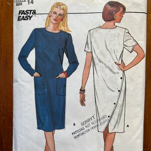 80s Dress Sewing Pattern / Vintage 1980s Easy Pullover Dress / Women's ...