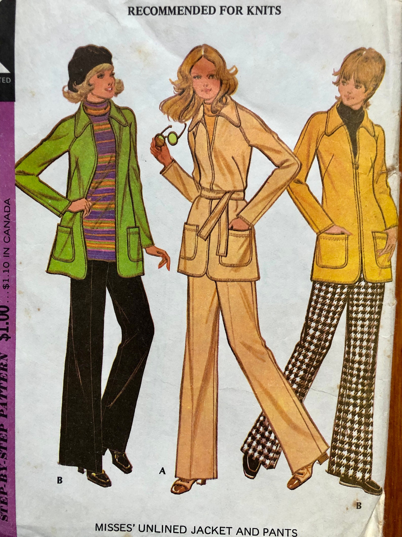 70s Jacket & Pants Sewing Pattern / 1970s Vintage / | Etsy