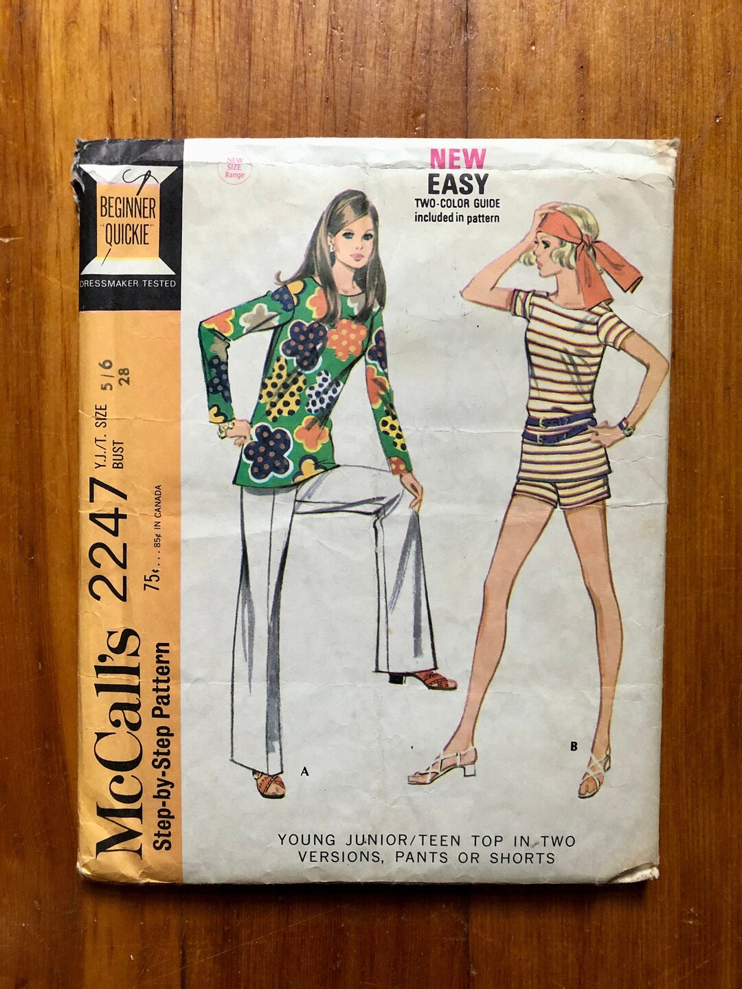 1960s Top, Pants & Shorts Sewing Pattern / Vintage 1960s / 2 Sizes: 5/6 ...