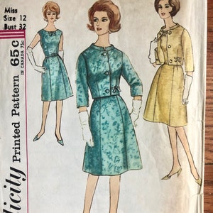 60s Dress & Jacket Sewing Pattern / Vintage 1960s Women's A-line Dress ...