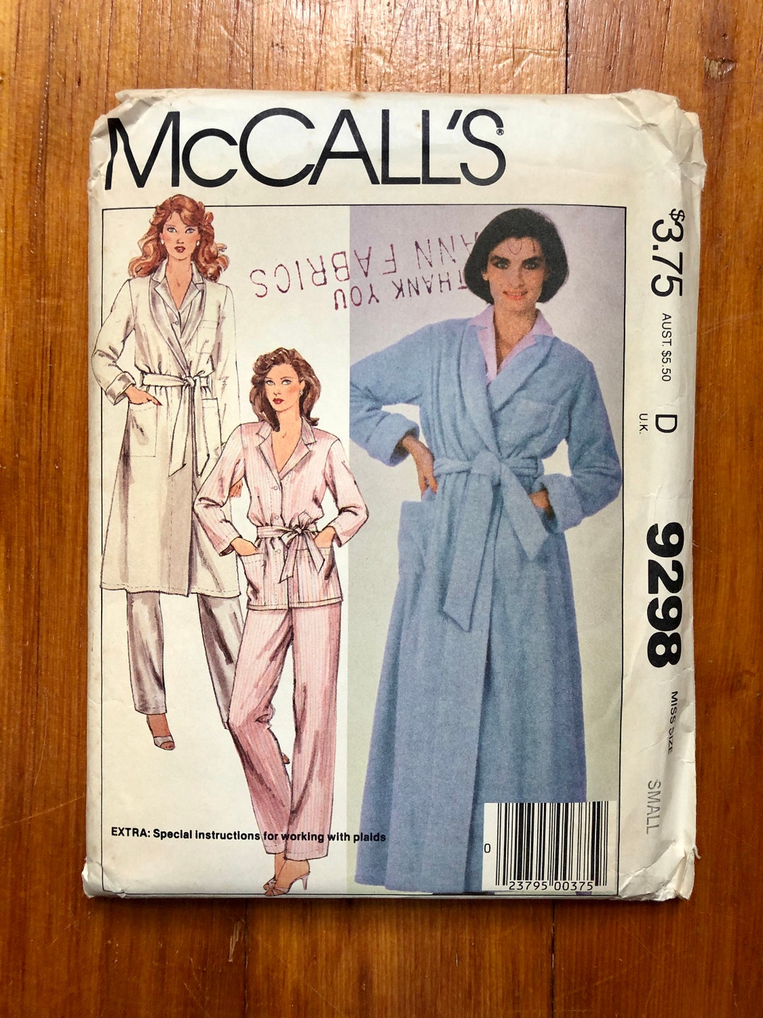 Women's Robe & Pajamas Sewing Pattern / Vintage 80s Women's Robes ...
