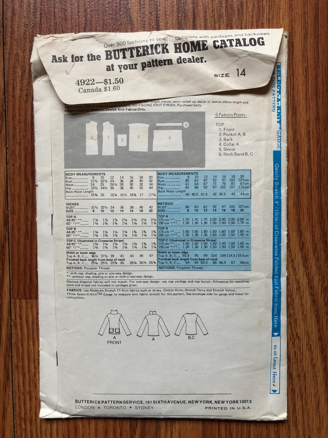 70s Top Sewing Pattern / Vintage Shirt / Blouse for Knit - Etsy