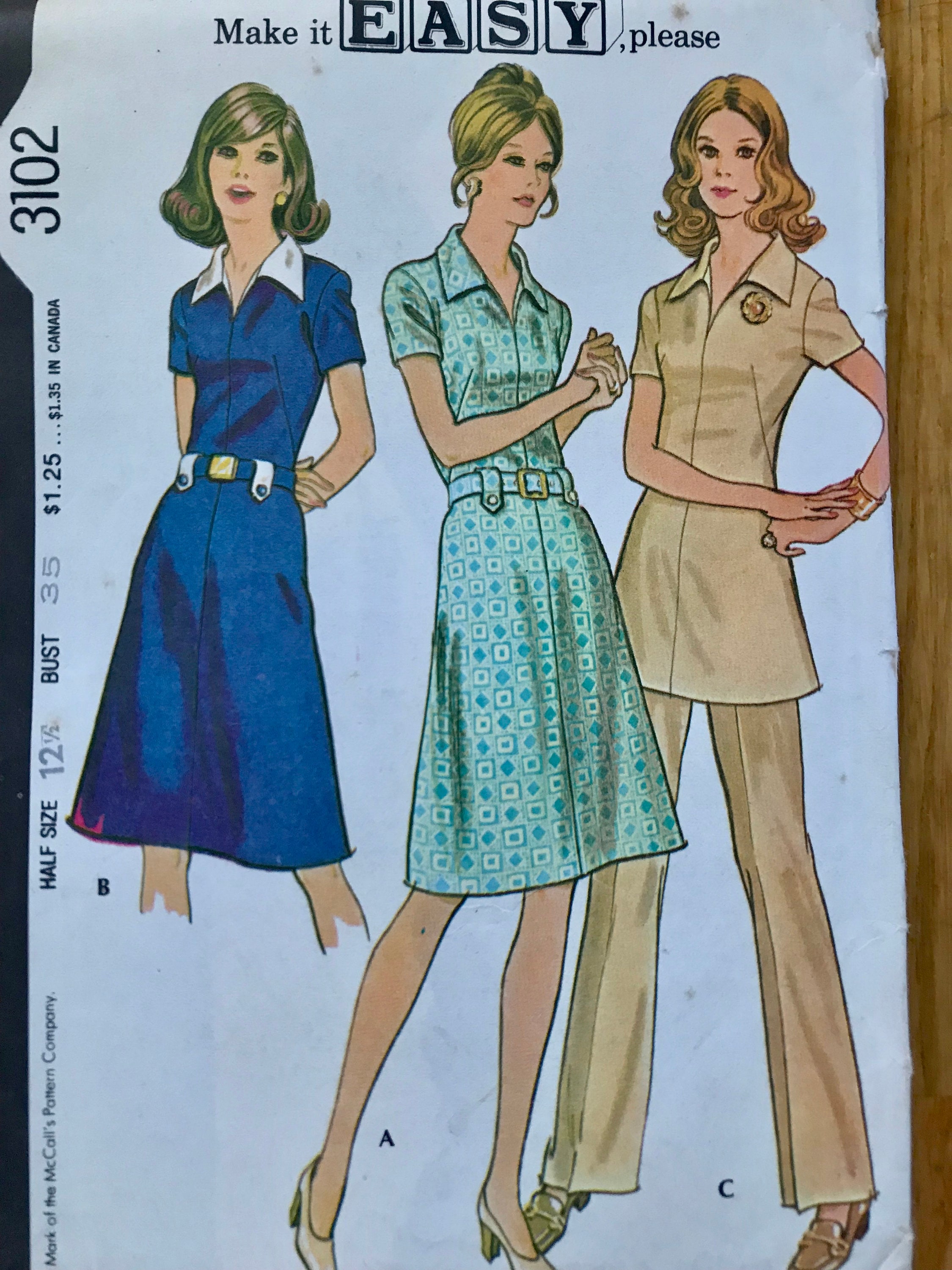 1970s Tunic Pants & Dress Sewing Pattern / 70s Vintage | Etsy