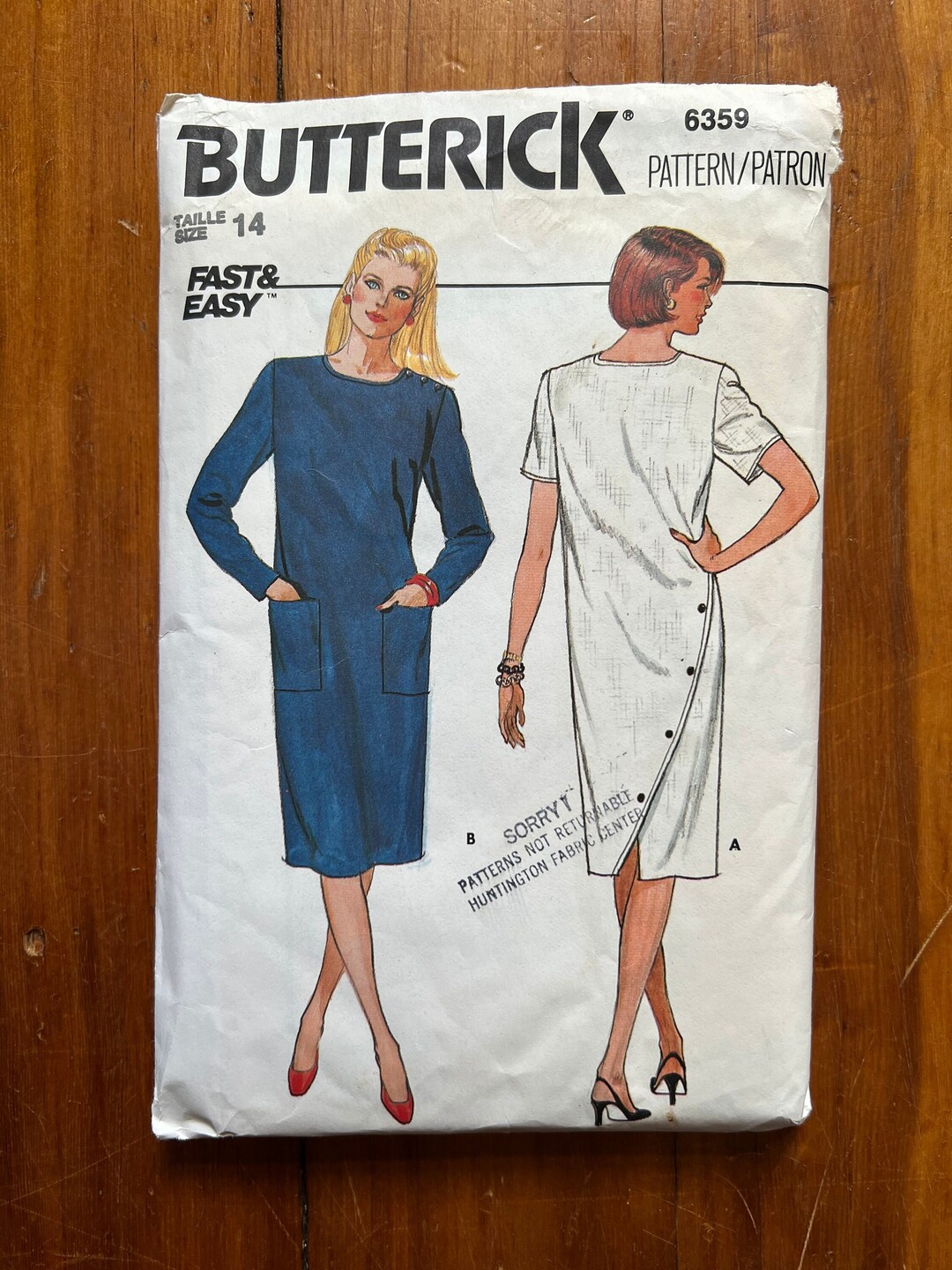 80s Dress Sewing Pattern / Vintage 1980s Easy Pullover Dress / Women's ...