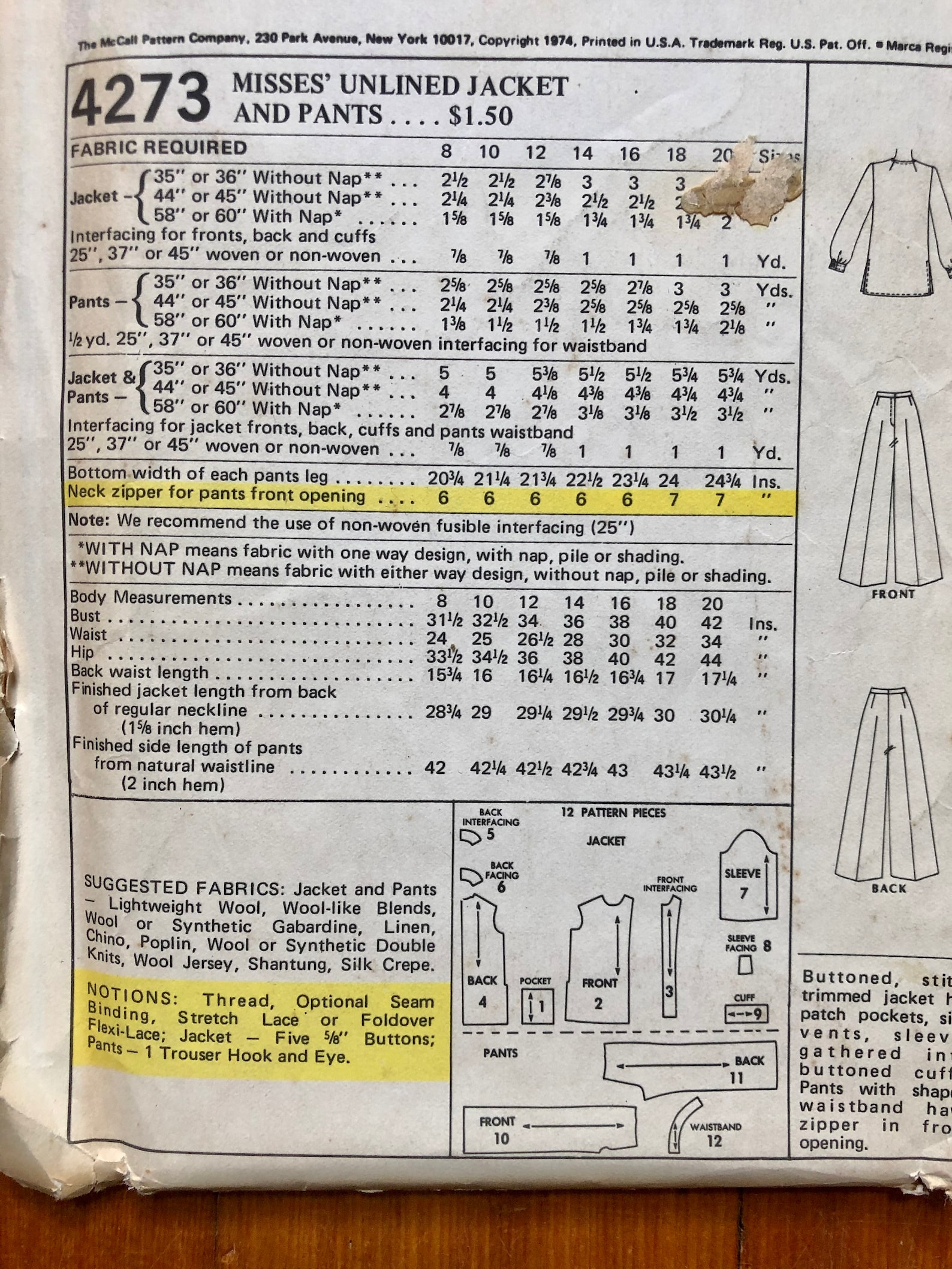 70s Halston Jacket & Pants Sewing Pattern / Vintage 1970s - Etsy