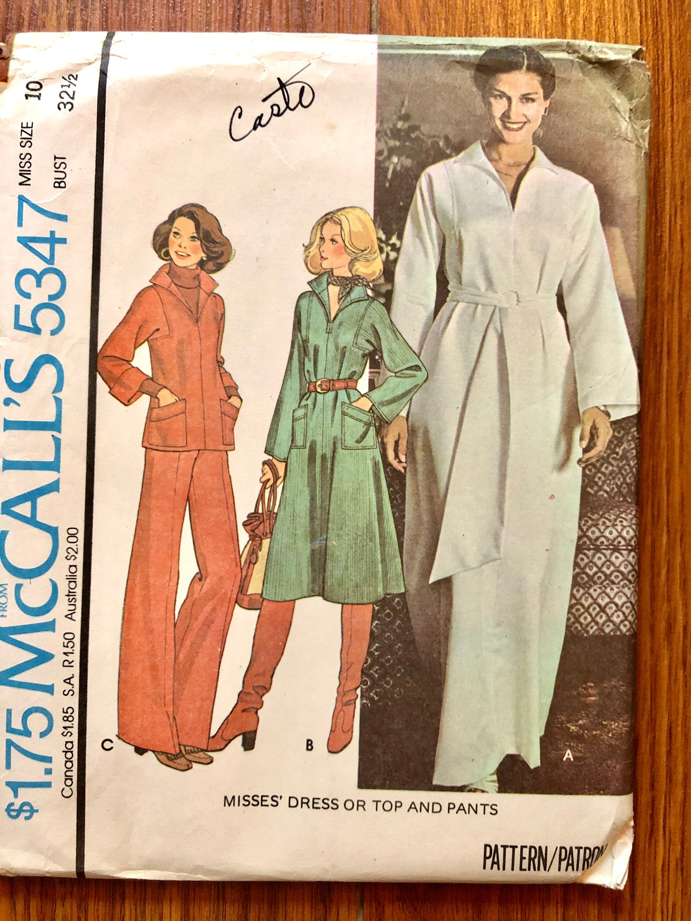 70s Dress Top & Pants Sewing Pattern / 1970s Vintage Dress / - Etsy