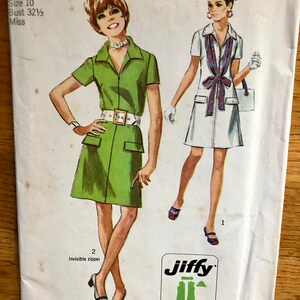 70s Jiffy Dress Sewing Pattern / Vintage Collared A-line Dress With ...