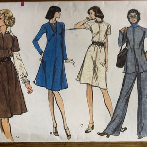 70s Tunic, Pants & Dress Sewing Pattern / 1970s Vintage Dress / Women's ...