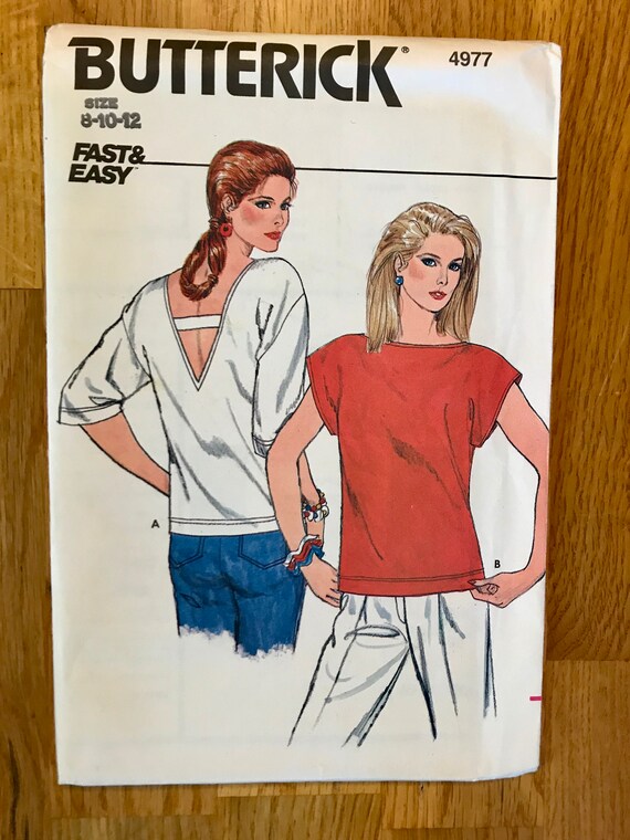 80s Top Sewing Pattern / Vintage Women's Tee With Bateau & - Etsy
