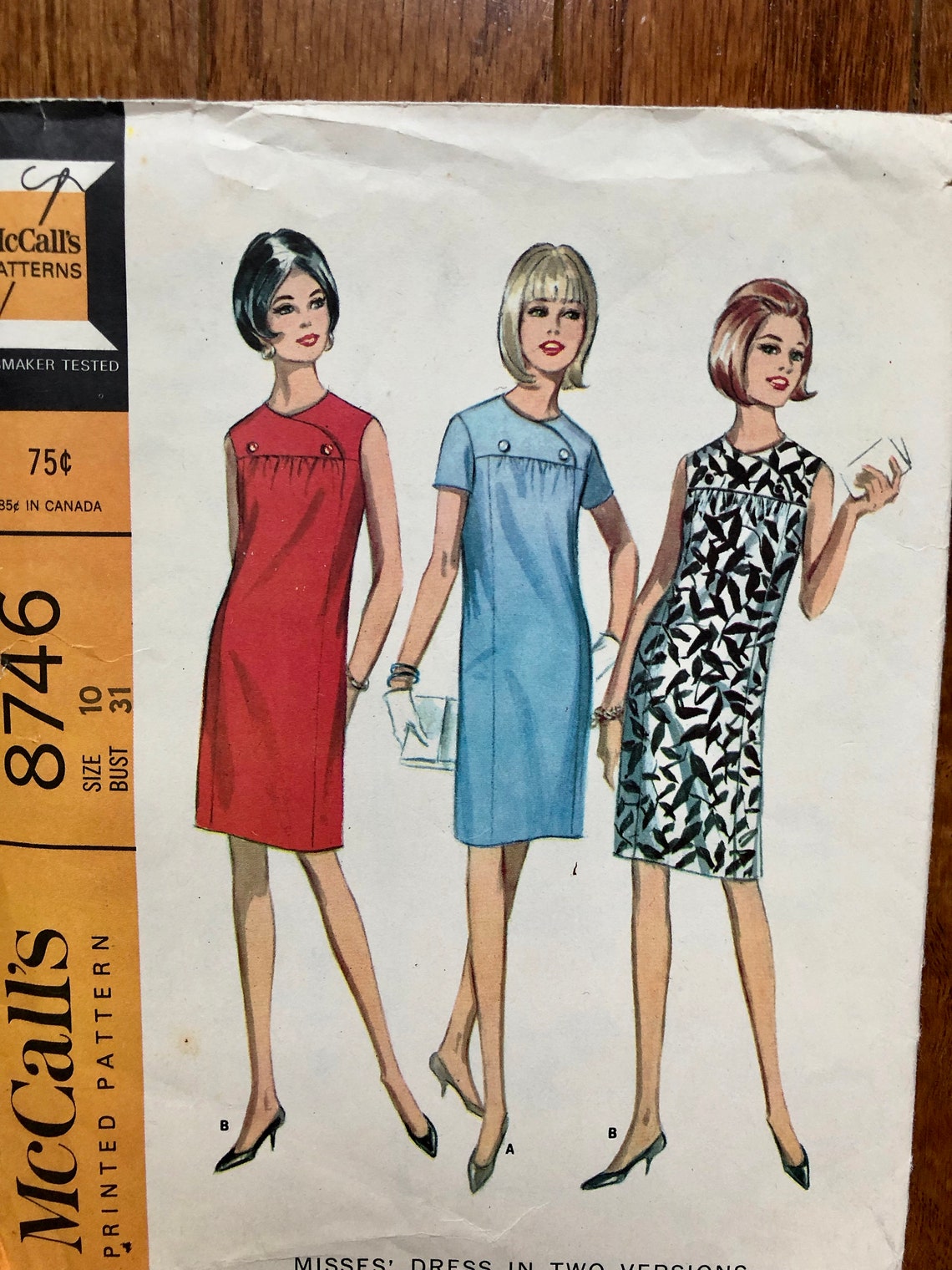 60s Mod Shift Dress Sewing Pattern / 1960s Vintage Women's - Etsy